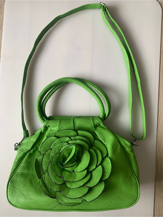 Bags | Y2k Lime Green Floral Satchel Bag | Poshmark